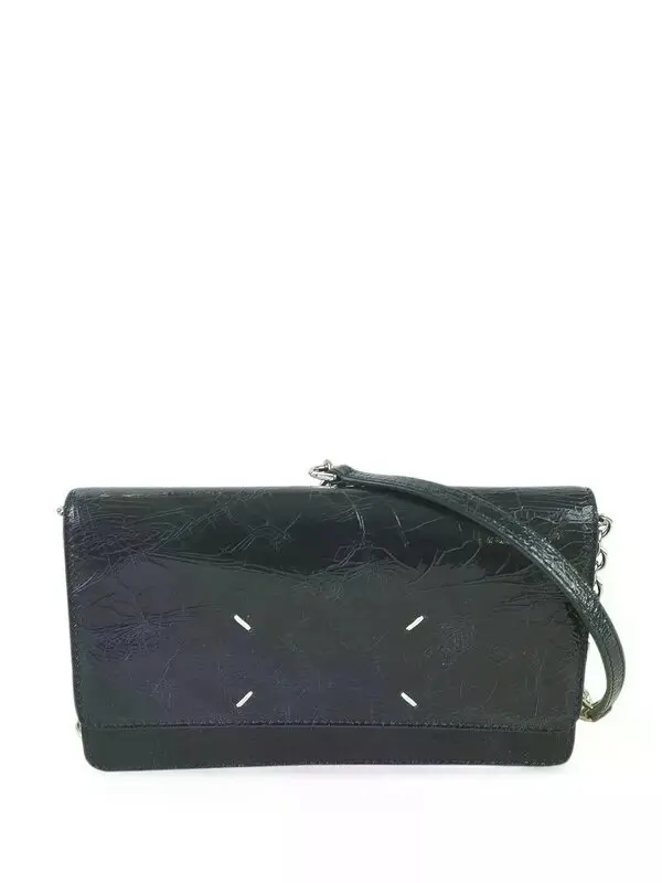 MAISON MARGIELA Four Stitches Crinkled-leather Chain Wallet - Blue