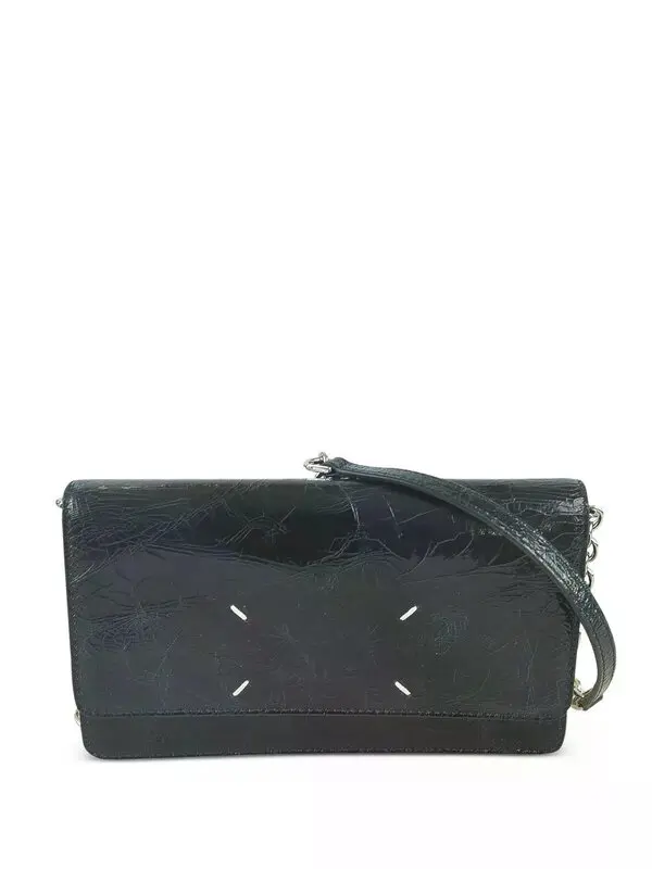 MAISON MARGIELA Four Stitches Crinkled-leather Chain Wallet - Blue