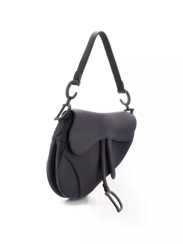 Dior Ultra Matte Saddle Handbag Leather Medium Shoulder Bag - Black