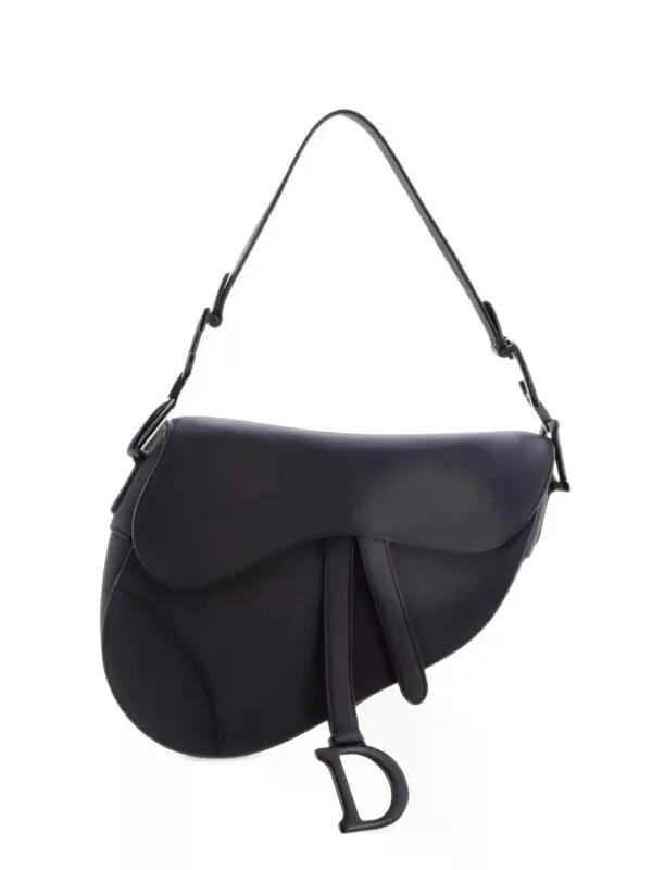 Dior Ultra Matte Saddle Handbag Leather Medium Shoulder Bag - Black