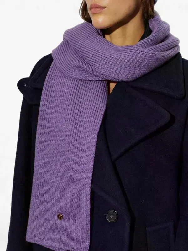 Versace Ribbed Wool Knit Scarf