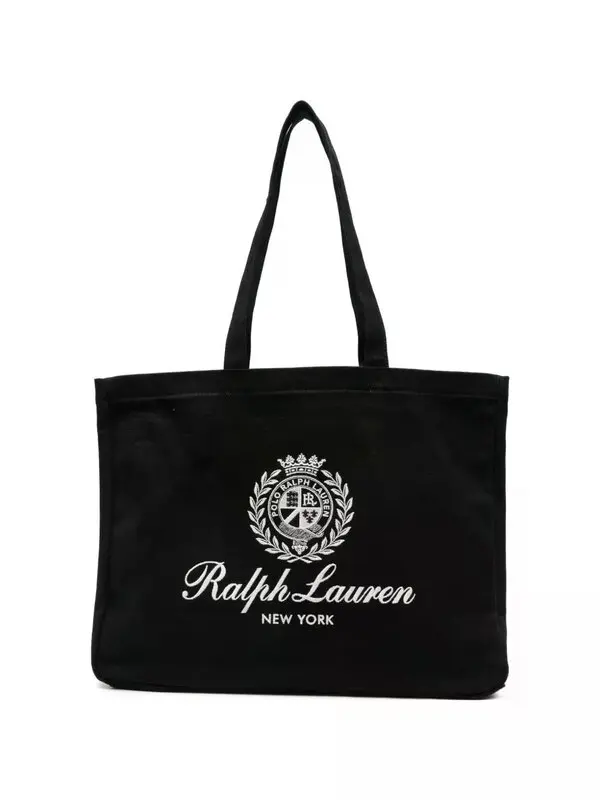 Polo Ralph Lauren Logo Print Canvas Tote Bag - Black