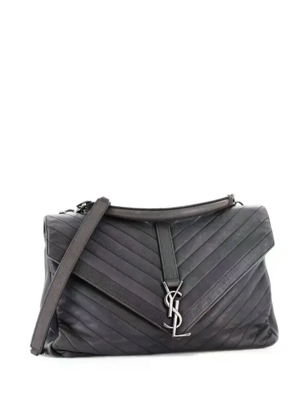 Saint Laurent Classic Monogram College Bag Matelasse Chevron Leather Large Shoulder Bag