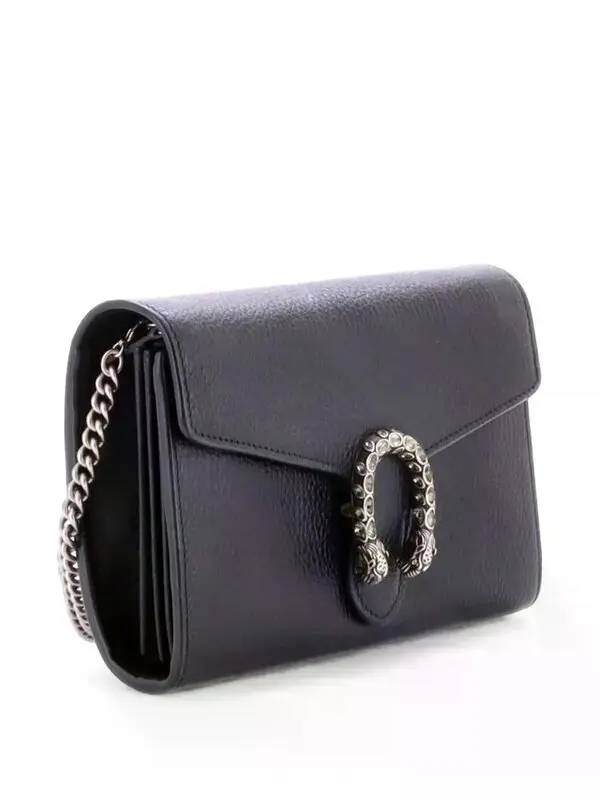 Gucci Dionysus Chain Wallet Leather With Embellished Detail Small Crossbody Bag - Black