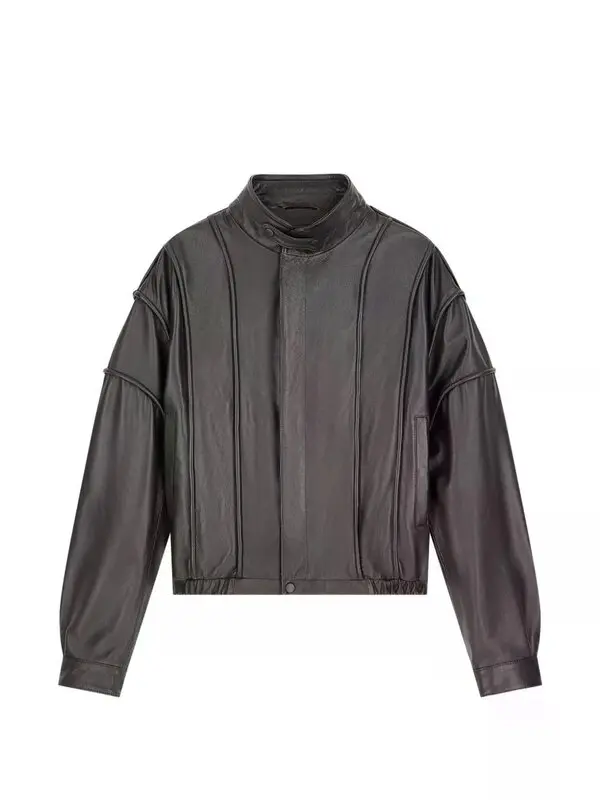 Emporio Armani Panelled Leather Jacket - Brown