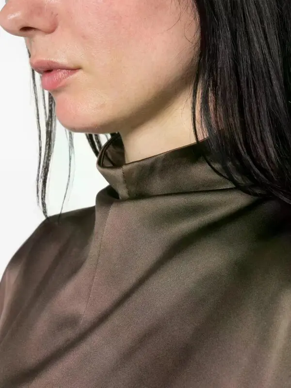 Max Mara Satin High-neck Maxi Dress - Brown