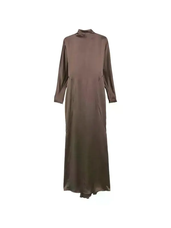 Max Mara Satin High-neck Maxi Dress - Brown