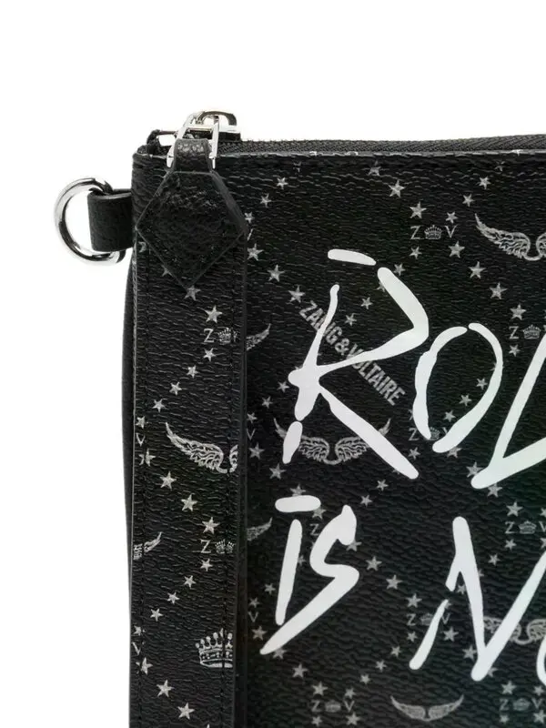 Zadig&Voltaire Slogan-print Grained-leather Clutch Bag
