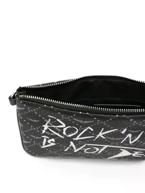 Zadig&Voltaire Slogan-print Grained-leather Clutch Bag