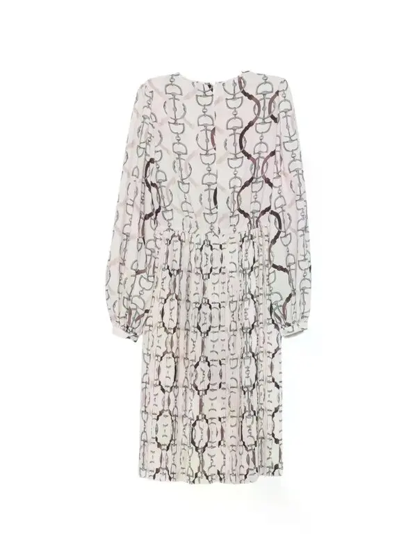 Eleventy Horsebit-print Pleated Midi Dress