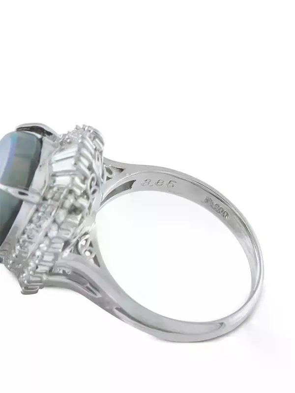 LB EXCLUSIVE Black Opal And Diamond Halo Ring