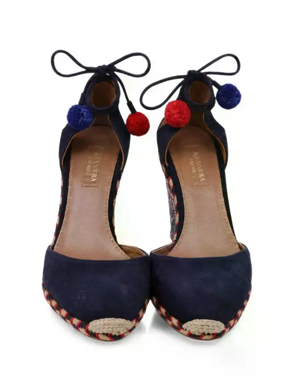 AQUAZZURA Wedge Espadrilles With Pom-pom Embellishments