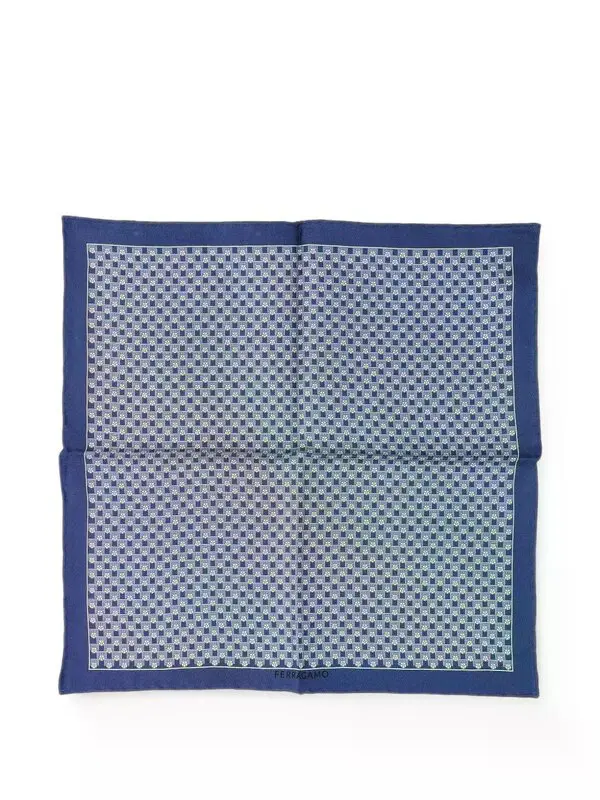 FERRAGAMO Tournament-print Silk Pocket Square Citymatch Capsule - Blue