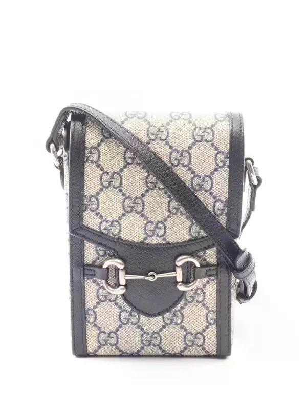 Gucci 2016-2026 Mini Gg Supreme Horsebit 1955 Crossbody Bag - Neutrals