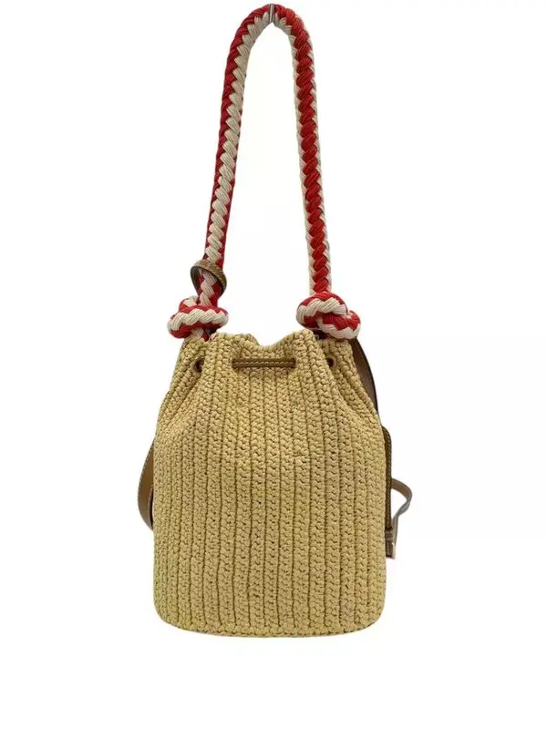Prada 2013-2026 Mini Raffia Effect Crochet Bucket Bag Satchel