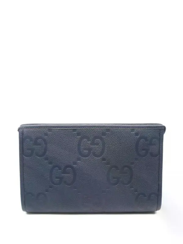 Gucci 2016-2026 Jumbo Gg Calfskin Pouch Clutch Bag - Blue