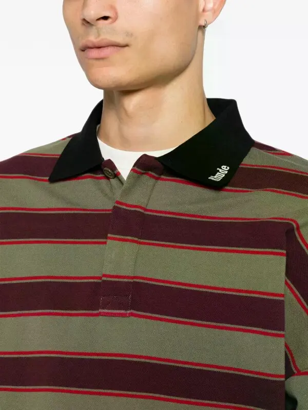 Rhude Striped Long-sleeve Polo Shirt - Green