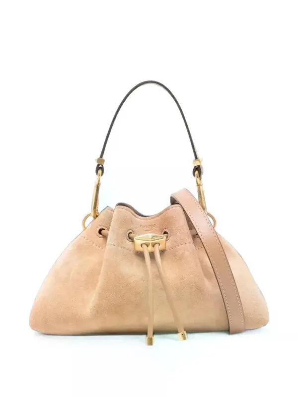 JIMMY CHOO Cinch Small Toffee Suede Shoulder Bag