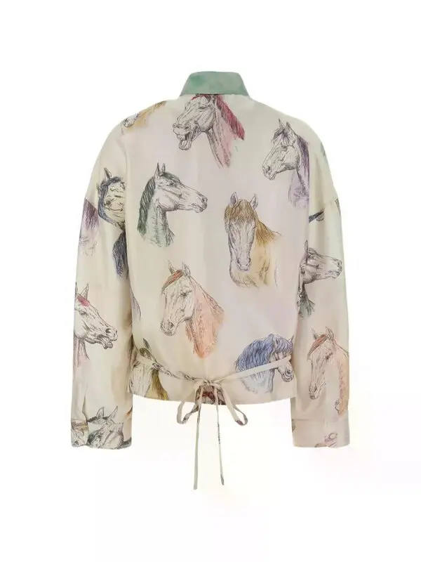 Moschino Horse-print Knotted Shirt
