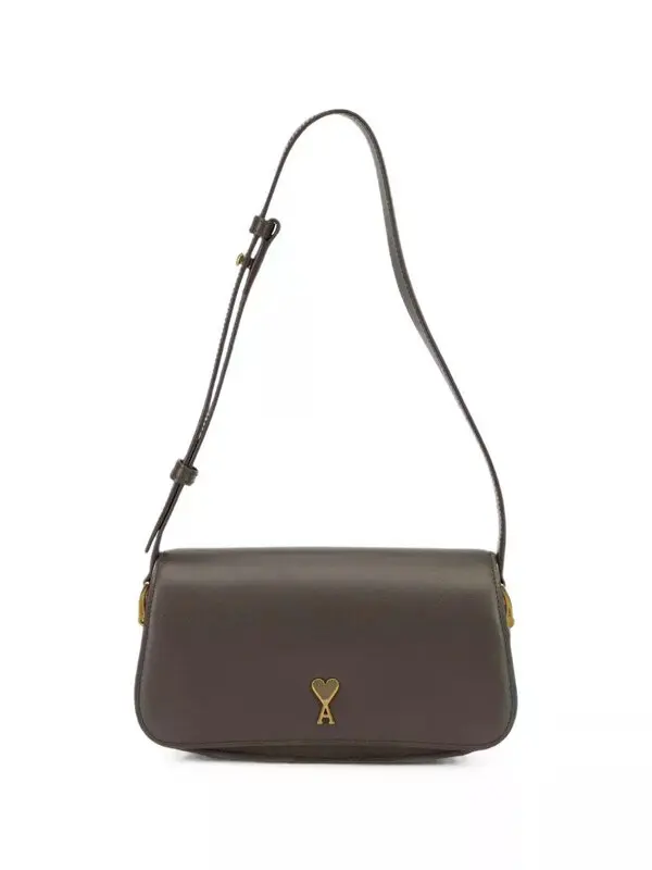 AMI Paris Cowhide Leather Paris Paris Shoulder Bag - Brown