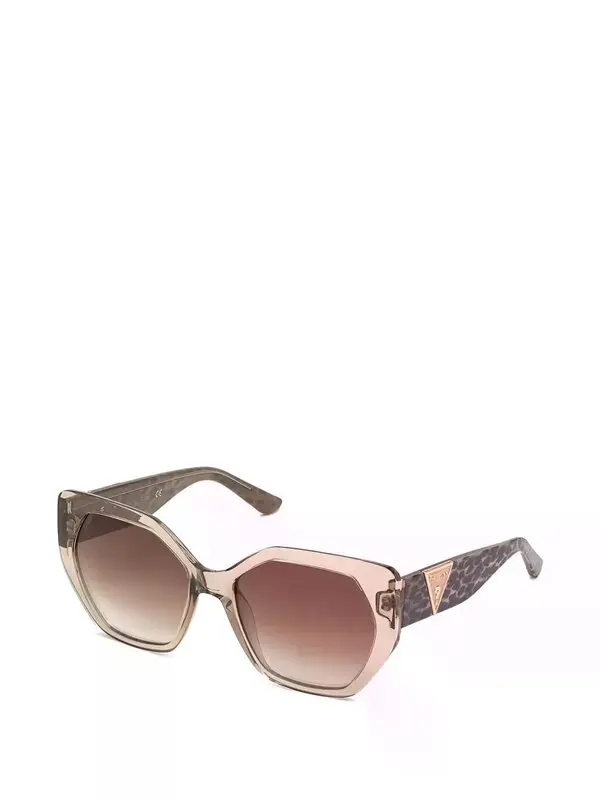 Guess Geometric Frame Sunglasses With Leopard Print