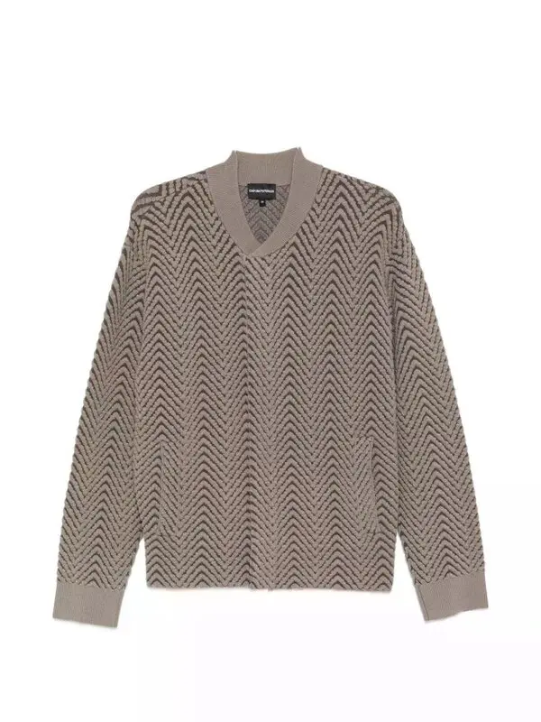 Emporio Armani Chevron-knit Lightweight Jacket - Neutrals