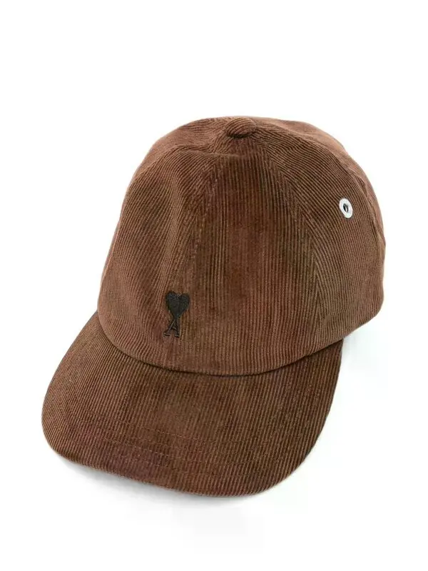 AMI Paris De Coeur Corduroy-texture Baseball Cap - Brown