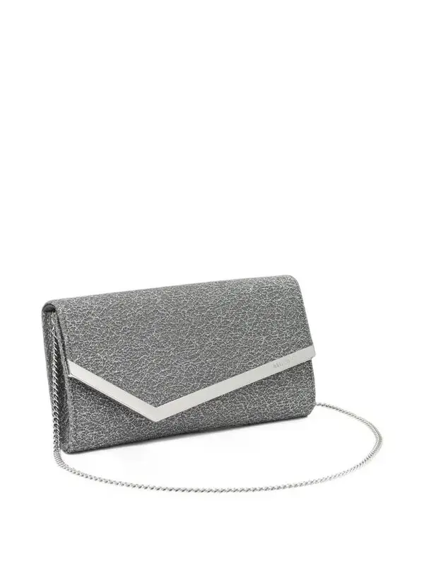 JIMMY CHOO Emmie Glitter-effect Clutch Bag - Silver