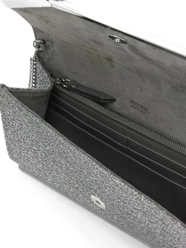 JIMMY CHOO Emmie Glitter-effect Clutch Bag - Silver