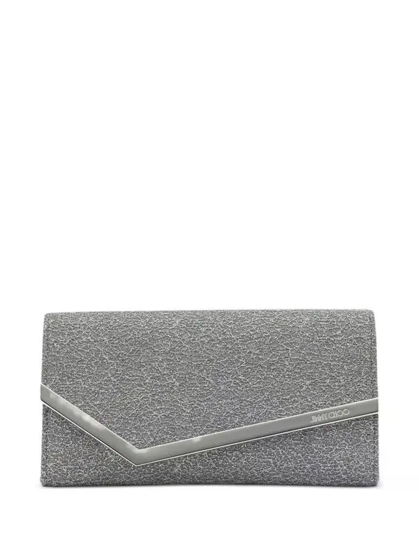 JIMMY CHOO Emmie Glitter-effect Clutch Bag - Silver