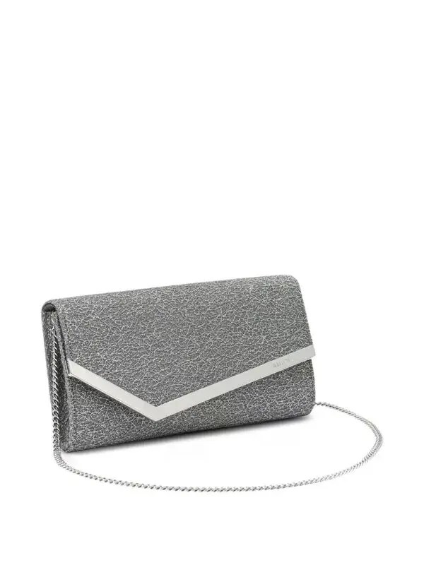 JIMMY CHOO Emmie Glitter-effect Clutch Bag - Silver