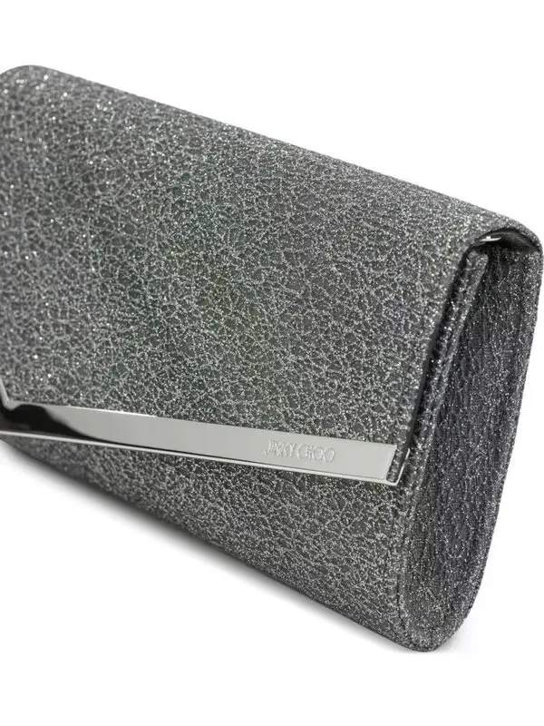 JIMMY CHOO Emmie Glitter-effect Clutch Bag - Silver