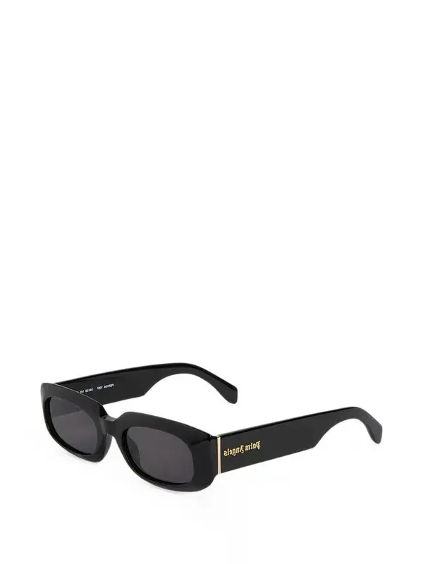 Palm Angels Logo-detail Oval-frame Sunglasses - Black