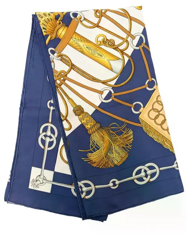 Hermès 1990-2010 Cliquetis Silk Scarf 90 Scarves - Blue