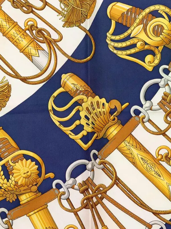 Hermès 1990-2010 Cliquetis Silk Scarf 90 Scarves - Blue