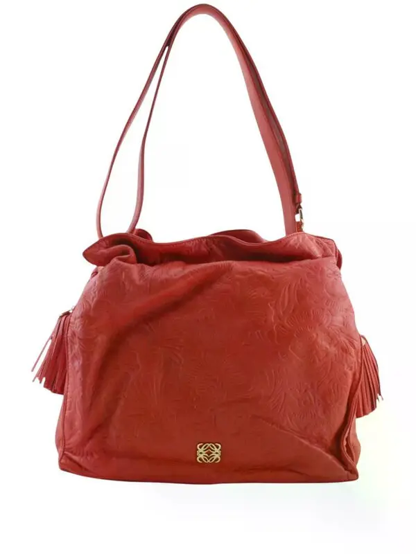 Loewe 2000-2026 Embossed Nappa Flamenco Tassel Crossbody Bag - Red