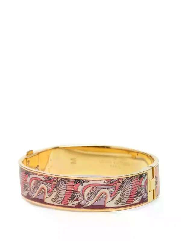 LOUIS VUITTON 2018 Plated Enamel Monogram Confidential Hinge Bracelet M Costume Bracelet - Gold