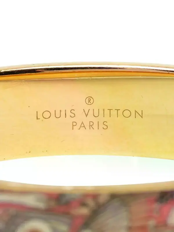 LOUIS VUITTON 2018 Plated Enamel Monogram Confidential Hinge Bracelet M Costume Bracelet