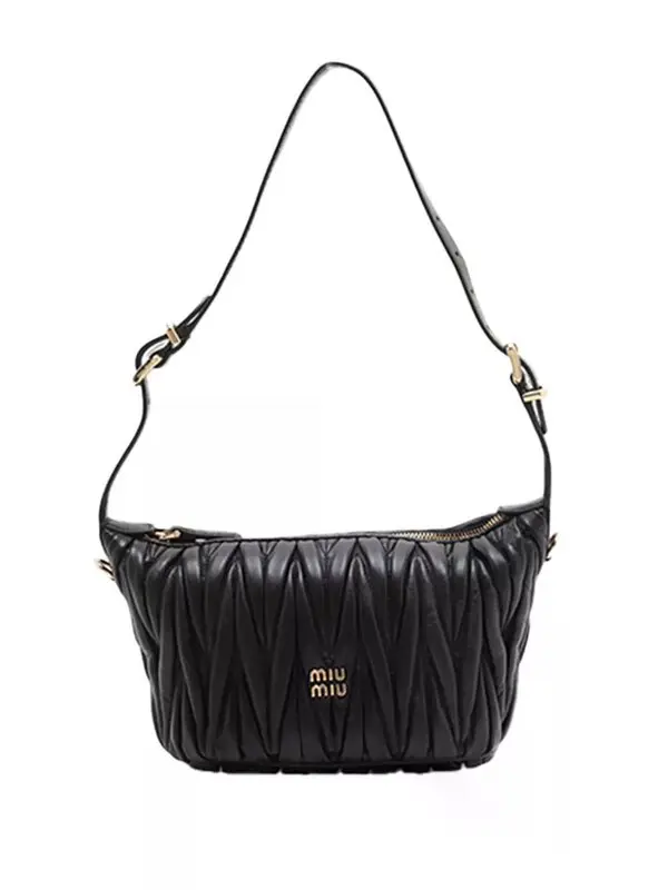 Miu Miu 2010-2026 Matelasse Leather Shoulder Bag - Black