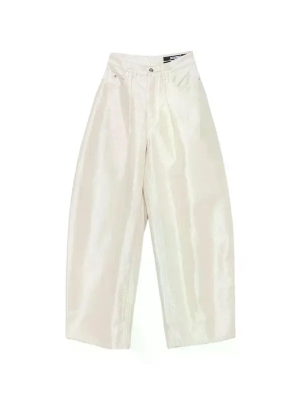 Jacquemus De-nîmes Ovalo Metallic-finish Wide-leg Jeans - Neutrals