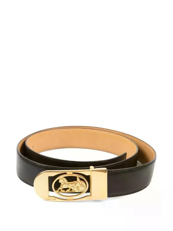 Celine Caleche Leather Belt - Black