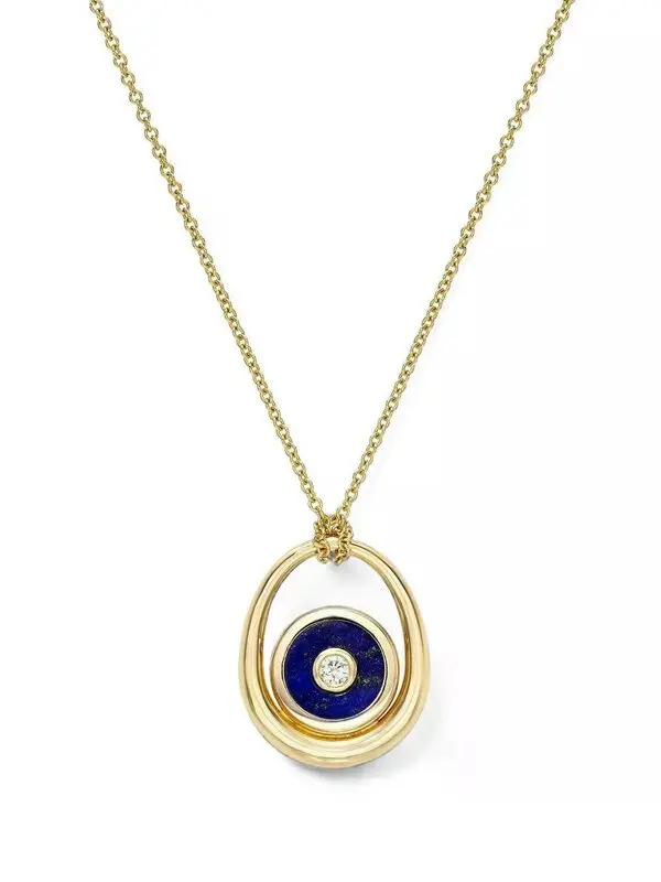Retrouvai Compass Lapis And Diamond Necklace