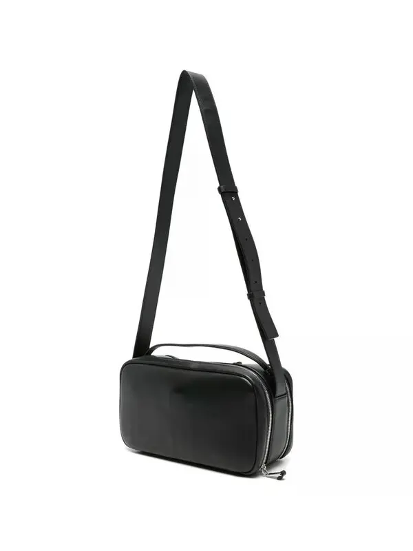 Emporio Armani Logo Stamp Leather Shoulder Bag - Black