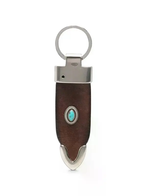 ERALDO Stone-embellished Leather Keyring - Brown