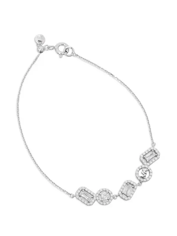 Michael Kors Cubic Zirconia Logo Plaque Bracelet - Silver