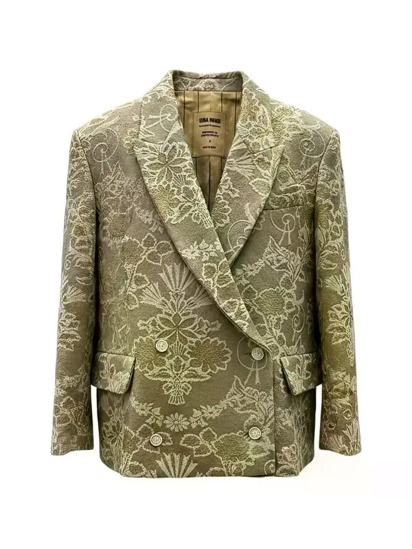 UMA WANG Crossword Jacquard Double-breasted Blazer