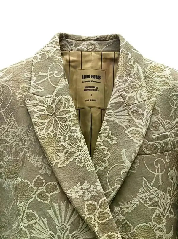 UMA WANG Crossword Jacquard Double-breasted Blazer - Green