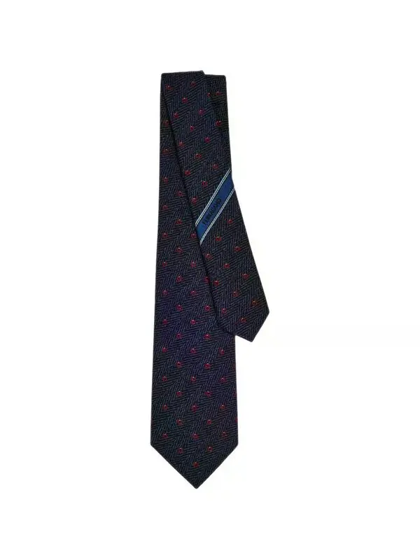 FERRAGAMO Gancini Chevron Jacquard Tie - Blue
