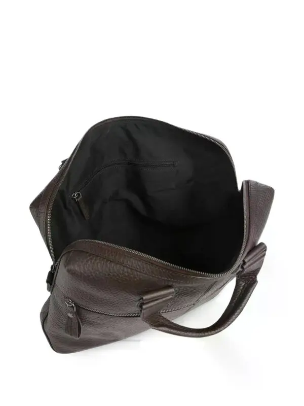 THE BRIDGE Manfredi Cartella Grained Leather Laptop Bag