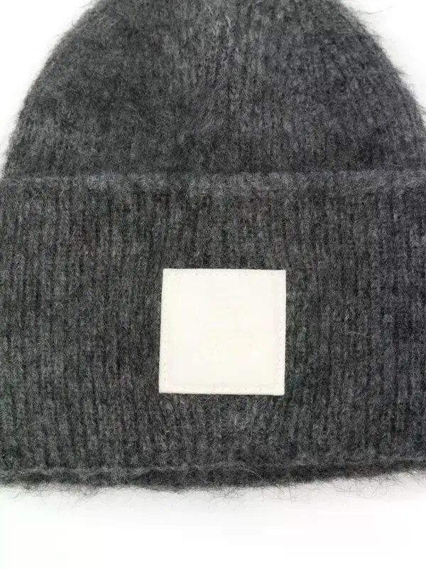 AMI Paris Logo-patch Mohair-blend Beanie Hat